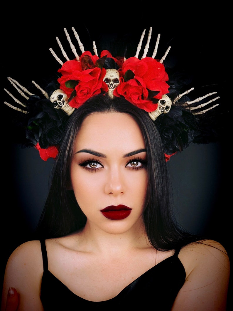 Large Skeleton Hands Crown Sugar Skull Flower Crown - Etsy