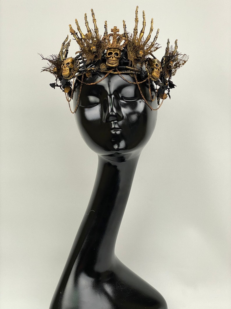Burning Man, Skull Crown - Gothic Headpiece With Skeleton Hands and ...