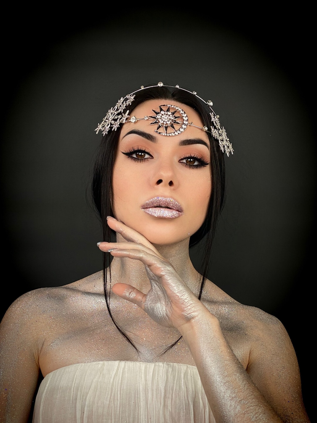 Galaxy Tiara, Moon Headband, Silver Star Tiara, Celestial Crystal Crown ...