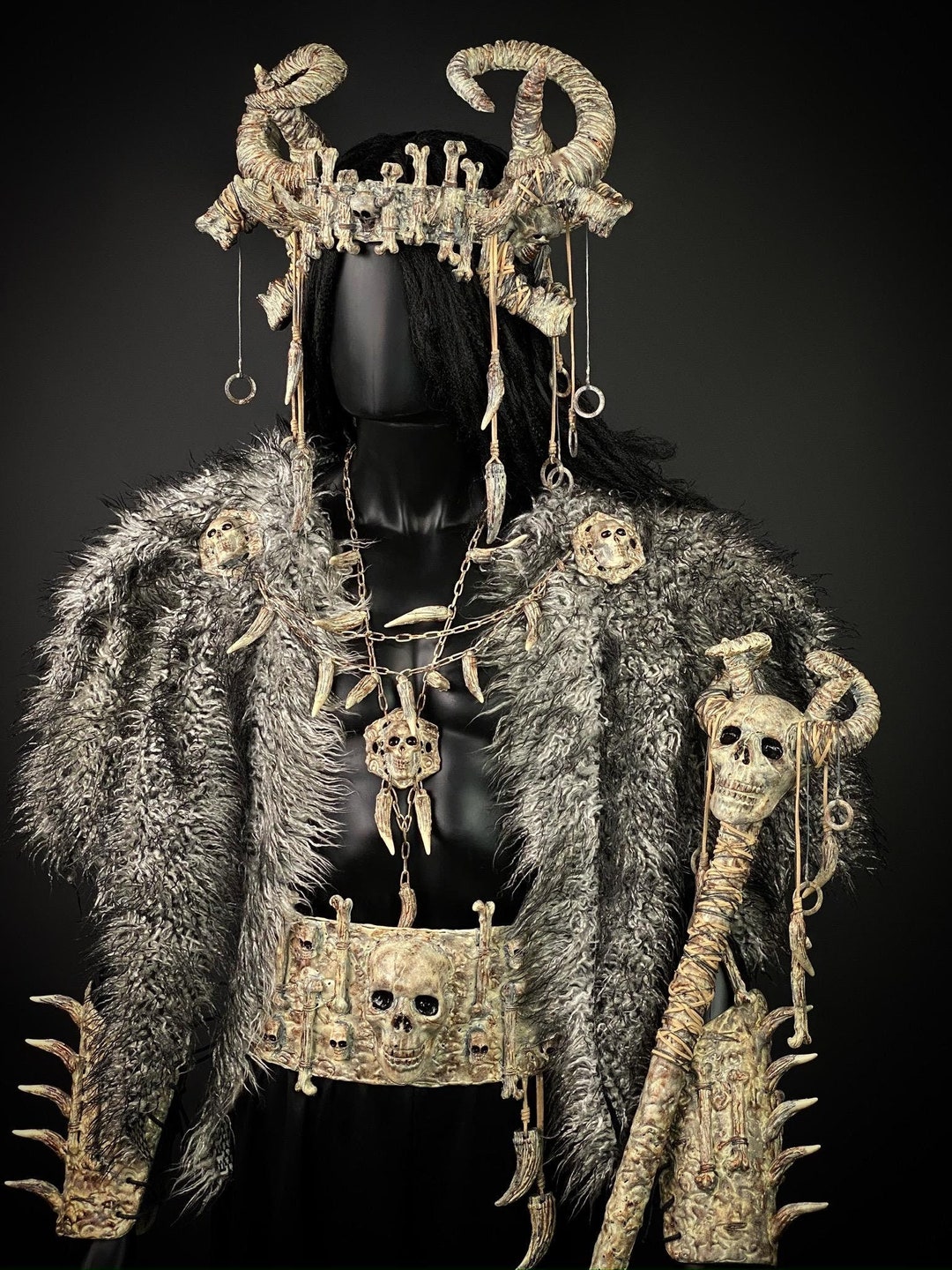 Handmade Skull Crown, Voodoo Priest Headdress, Gothic Costume - Etsy