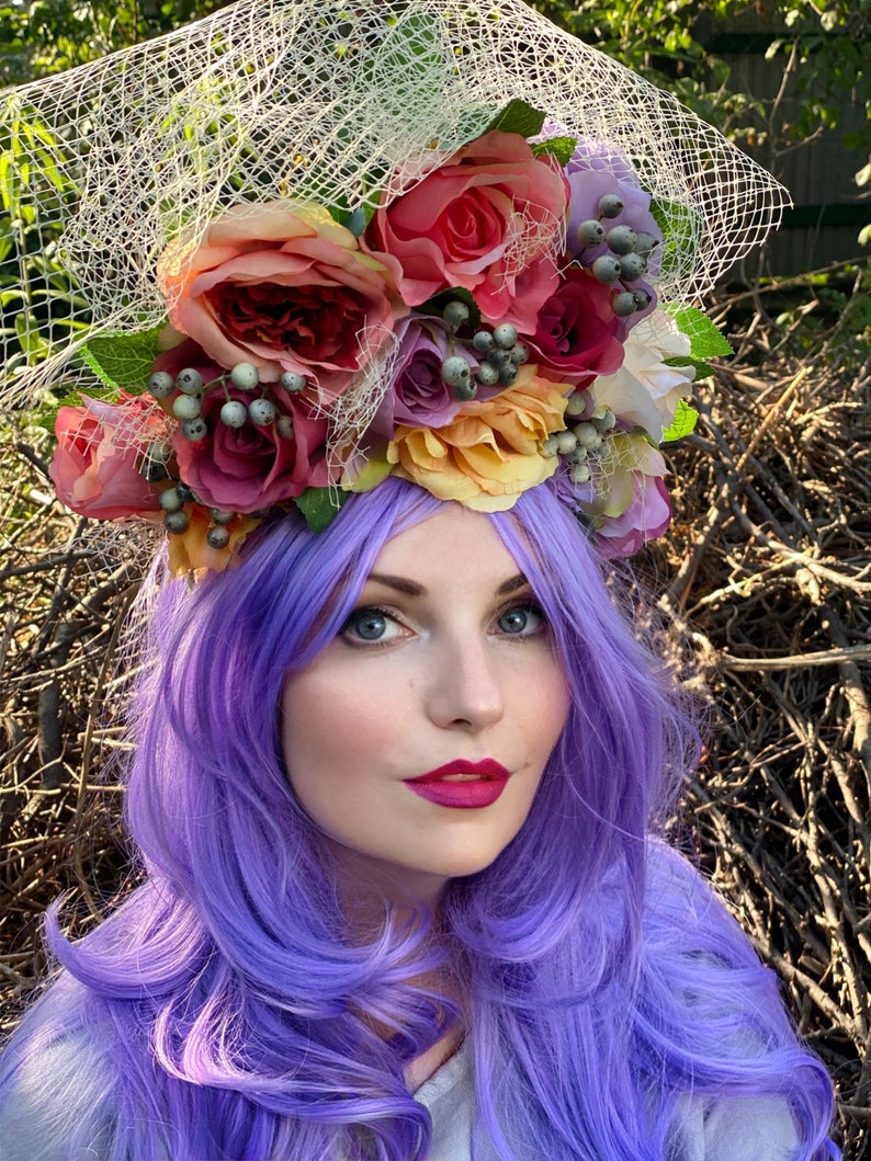 Large Flower Crown Flower Crown Wedding Flower Headdress | Etsy