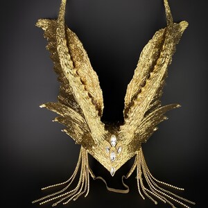 Golden Valkyrie Crown, Mardi Gras Headwear, Gold Angel Wings Headwear ...
