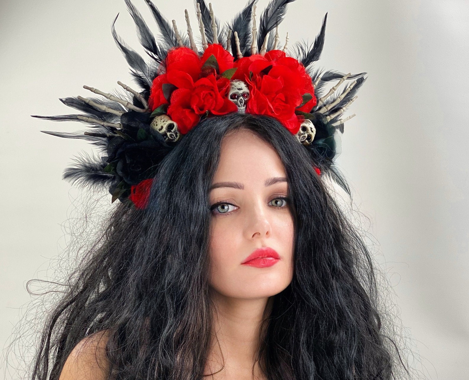 Large Skeleton Hands Crown Sugar Skull Flower Crown - Etsy