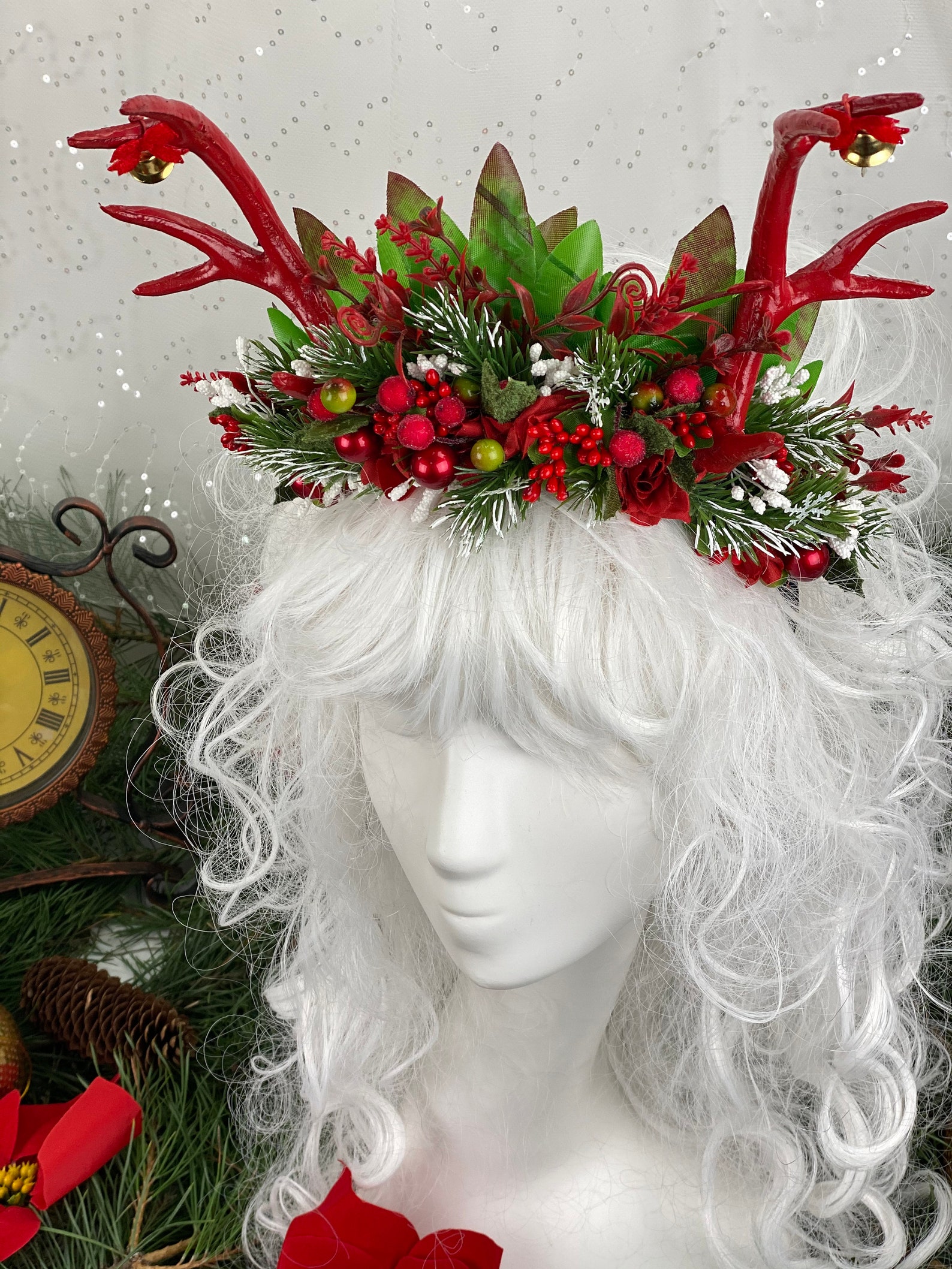 Reindeer Christmas Antlers Headband Rudolphs Reindeer Etsy