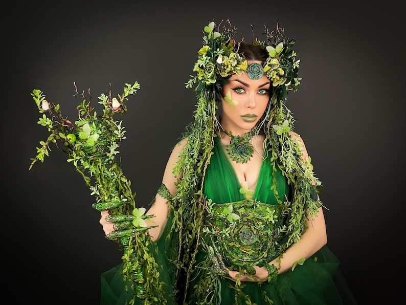 Forest Goddess Costume, Elf Headdress, Gaia Dress, Woodland Fairy - Etsy