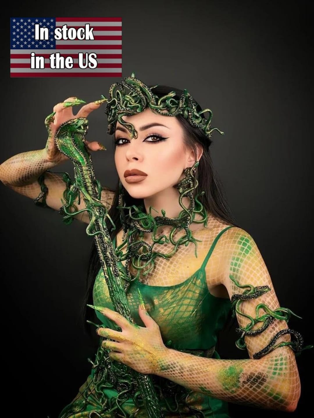 Green Serpent Queen, Luxury Green Medusa Gorgon Tiara, Gothic Medusa ...