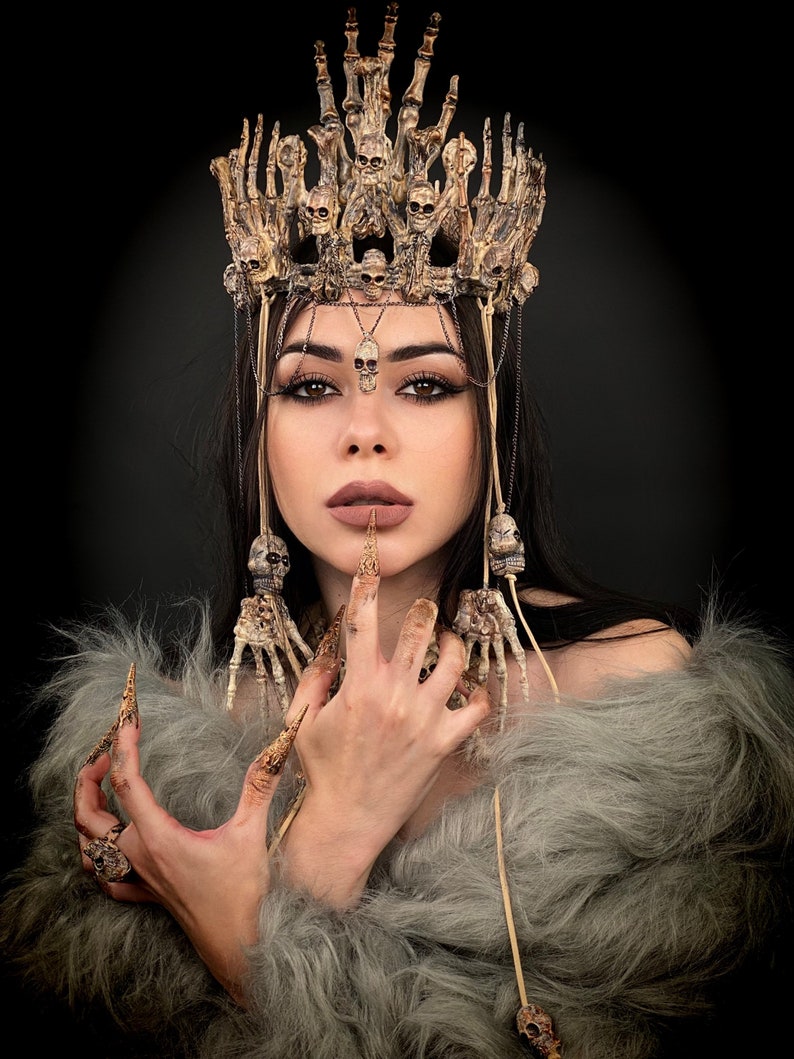 Burning Man, Skull Queen Crown: Gothic Voodoo Headpiece - Handmade - Etsy