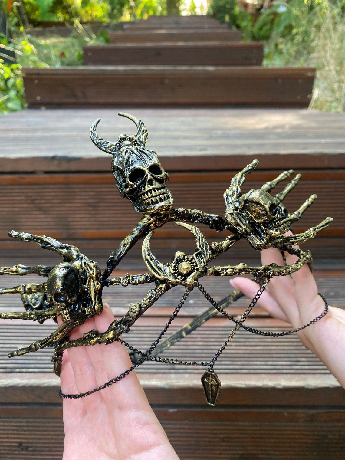 Death Skull Crown Dark Fairy Queen Witch Crown Voodoo - Etsy