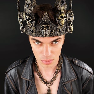 Large Mens Crown, Bronze Gothic Crown, Dark King, King of Skulls, Death ...