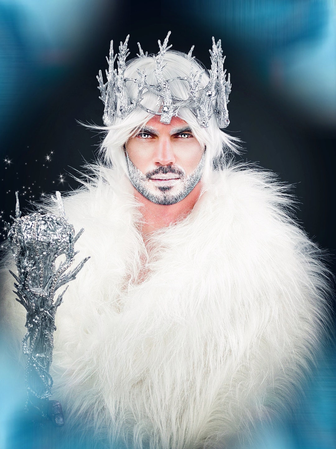 Ice King Crown, Unisex Silver Crown, Snow King Crown, Winter Headdress ...