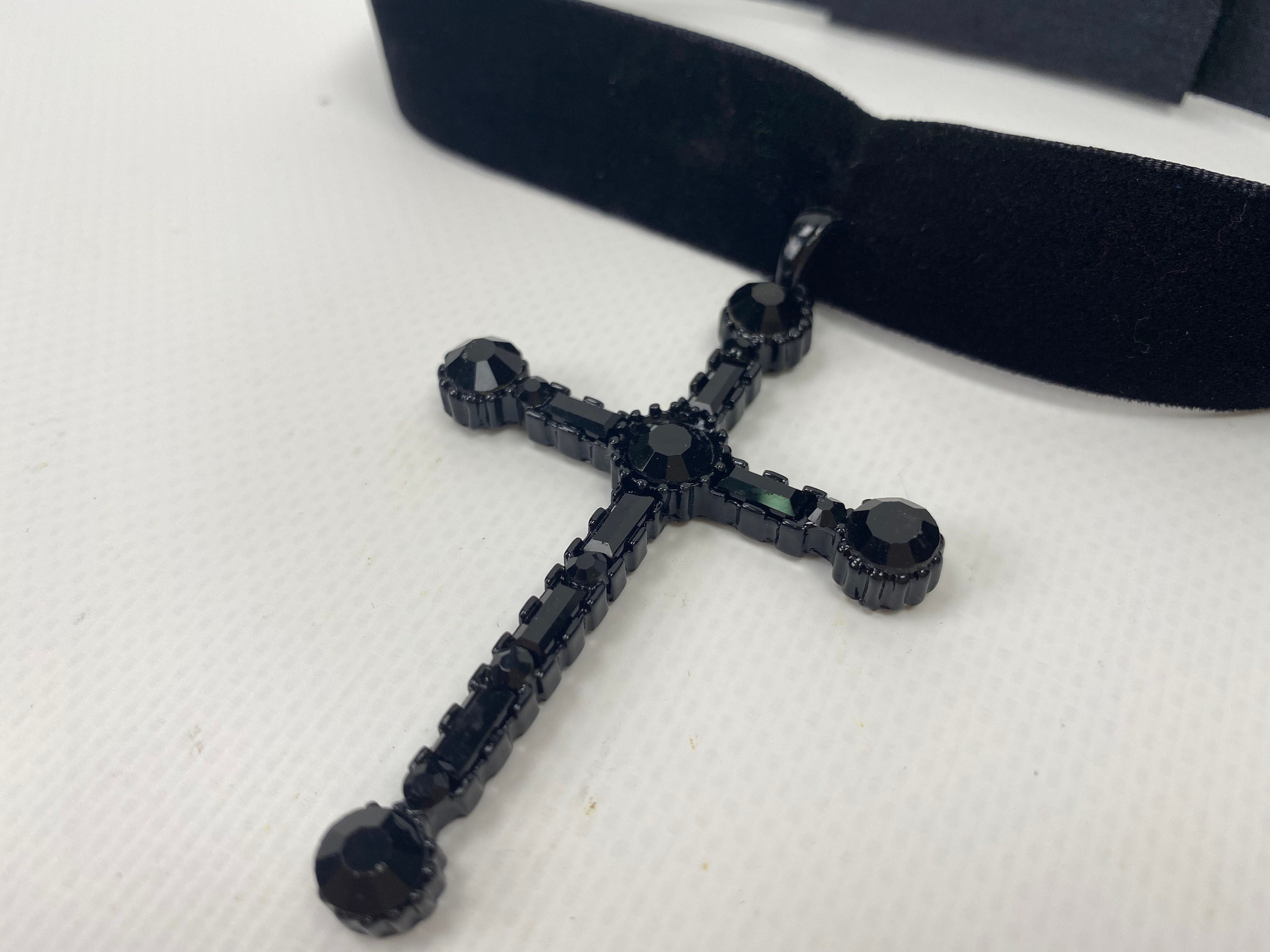 Black Cross Choker Black Velvet Medieval Choker Steampunk - Etsy