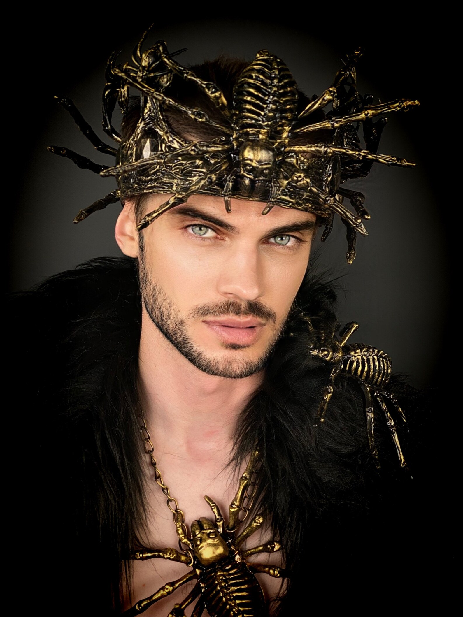 Spider King Crown, Big Mens Gothic Crown, Spider Crown With Necklace ...