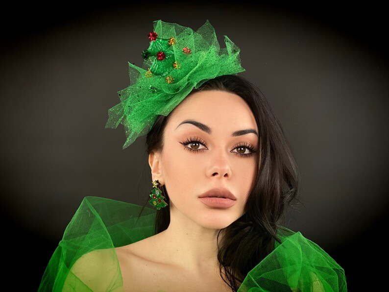 Christmas Tree Headband Holiday Party Headband Green Glitter - Etsy
