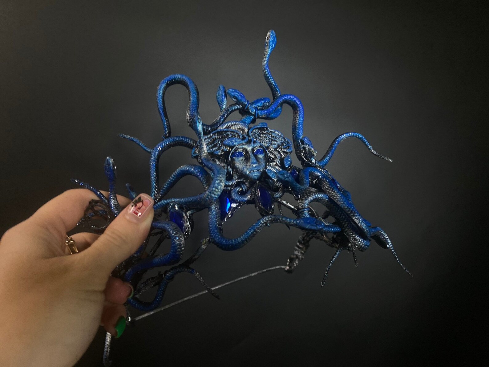 Medusa Gorgon Tiara Medusa Headdress Blue Tiara With Snakes - Etsy