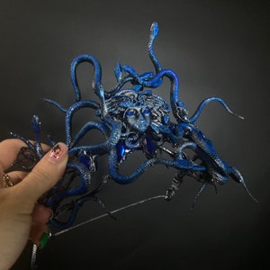 Medusa Gorgon Tiara, Medusa Headdress, Blue Tiara With Snakes ...