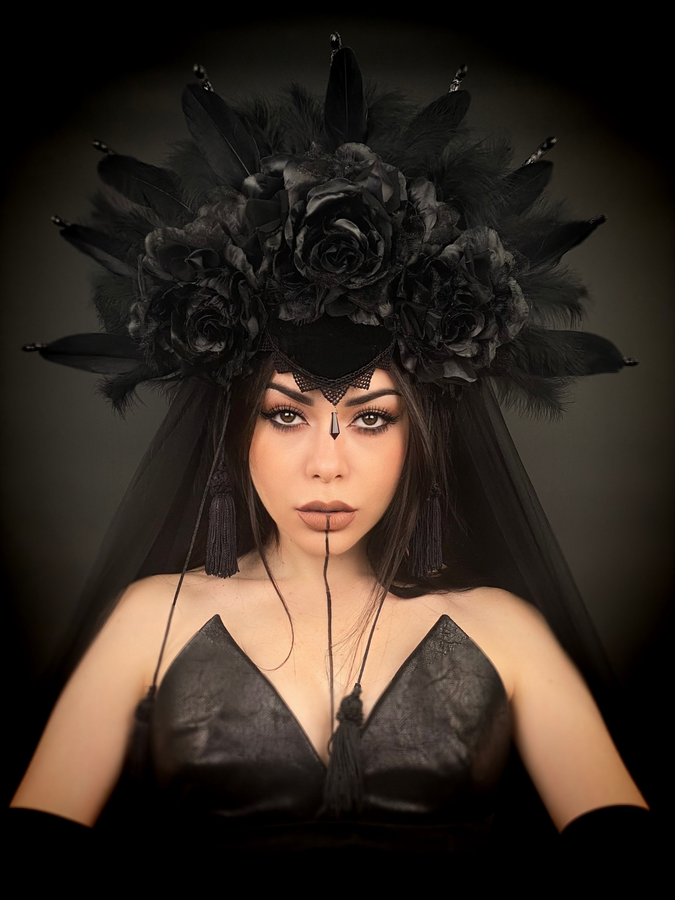 Dark Queen Crown Black Halo Crown Halloween Crown Mardi - Etsy