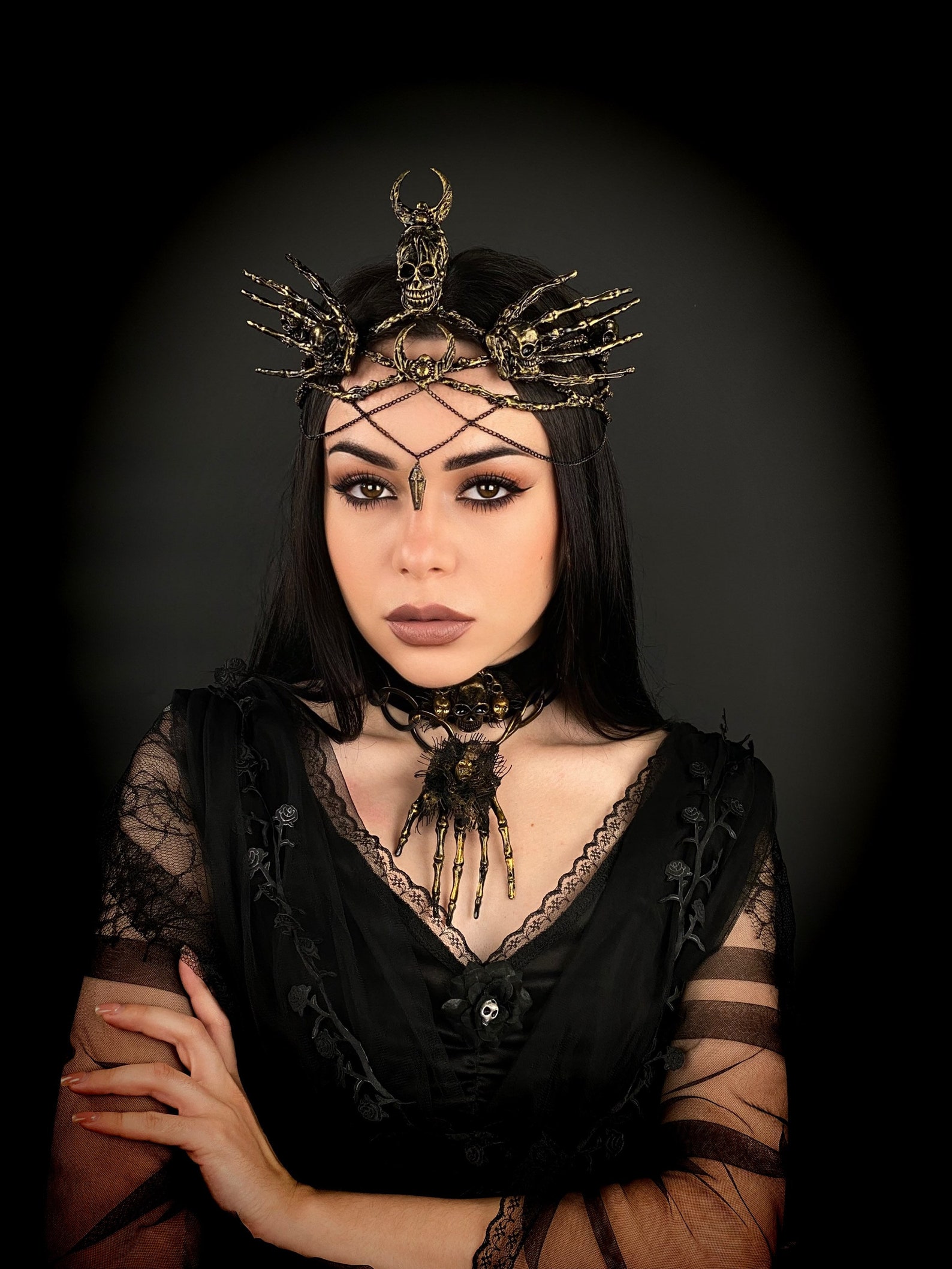 Death Skull Crown Dark Fairy Queen Witch Crown Voodoo - Etsy