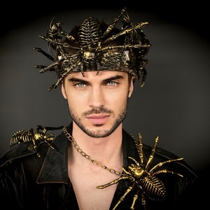 Spider King Crown, Big Men’s Gothic Crown, Spider Crown With Necklace ...