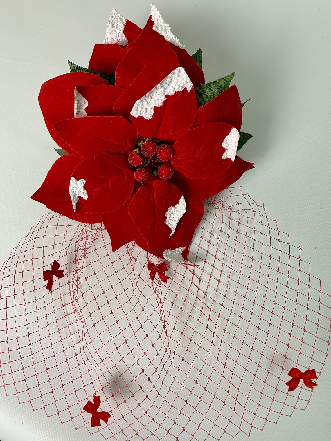 Poinsettia Christmas Headband Christmas Flower Fascinator - Etsy
