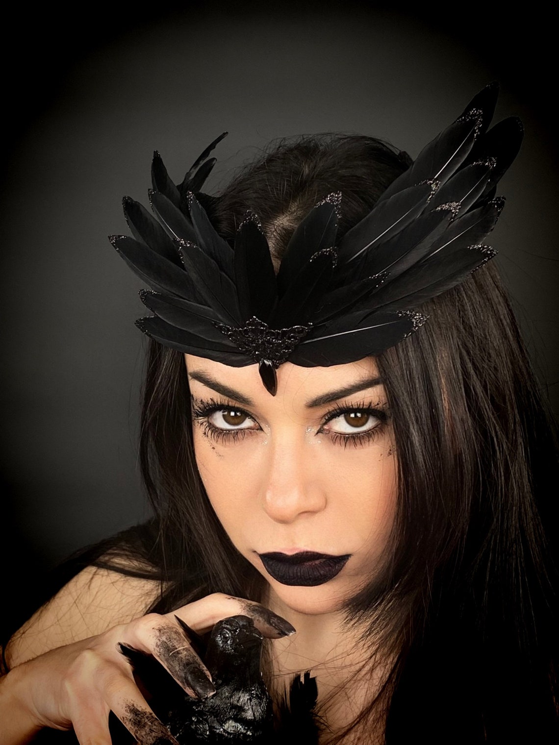 Black Raven Headdress Black Swan Crown Black Bird Tiara - Etsy