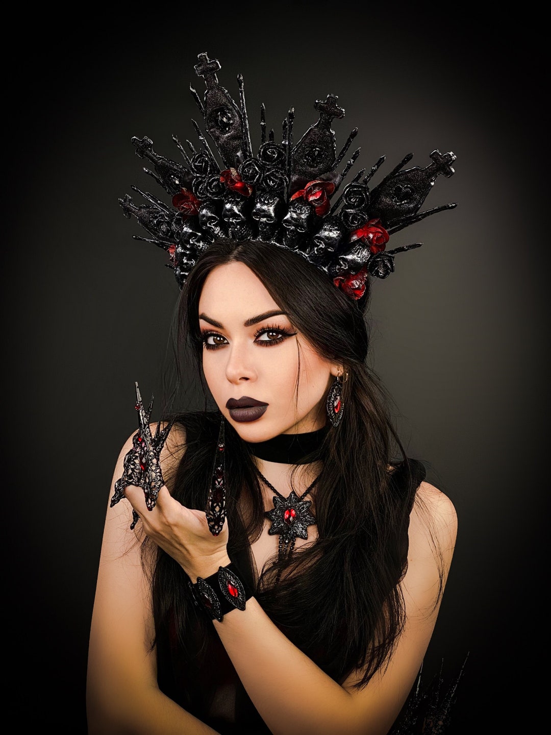 Mardi Gras Costume, Day of the Dead Headdress, Halloween Halo, Gothic ...