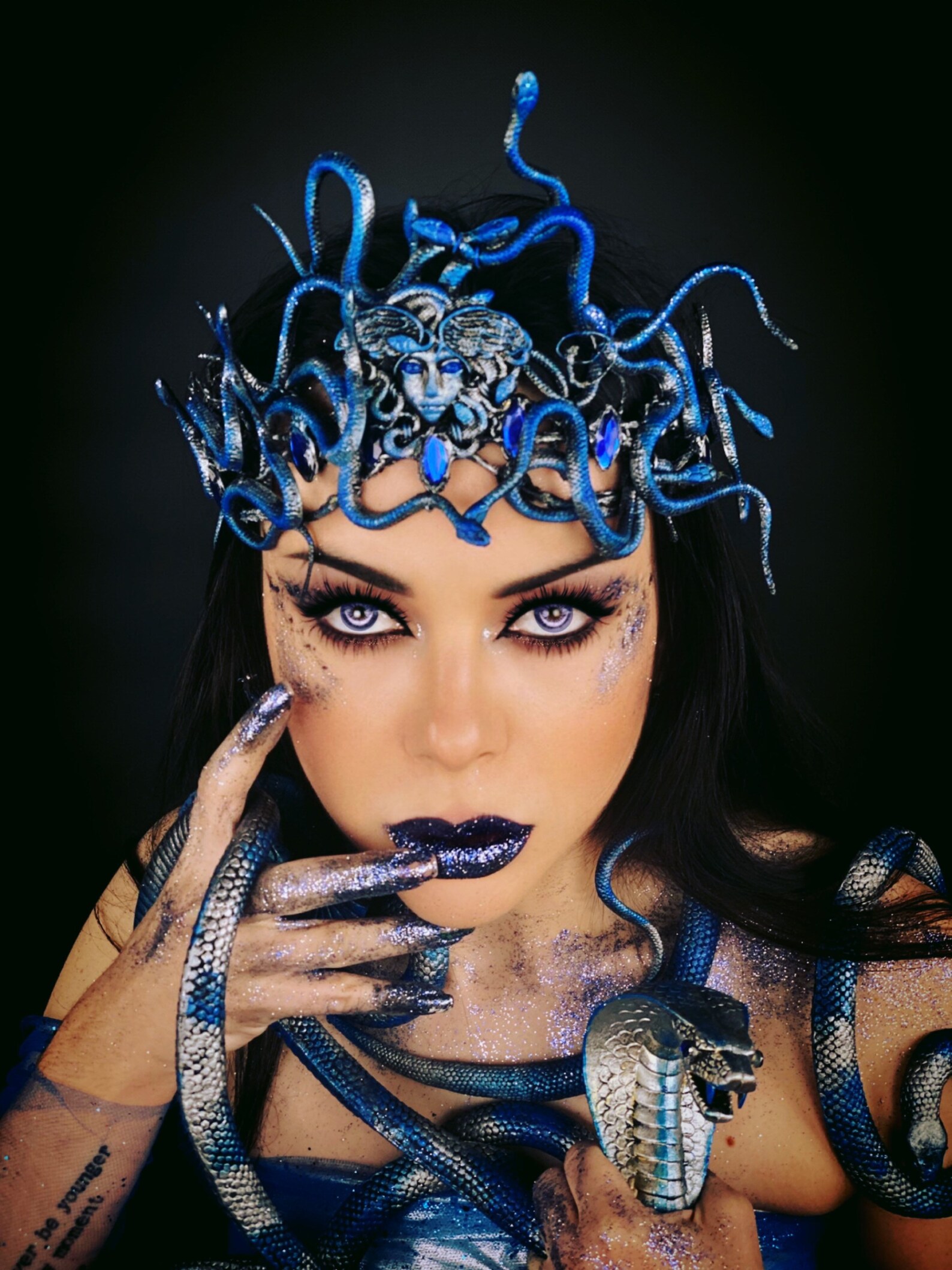 Medusa Gorgon Tiara Medusa Headdress Blue Tiara With Snakes - Etsy
