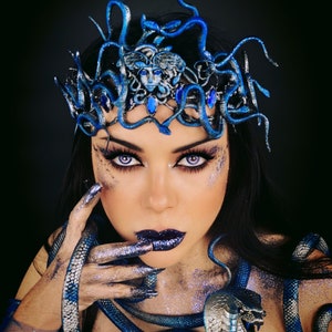 Medusa Gorgon Tiara, Medusa Headdress, Blue Tiara With Snakes ...