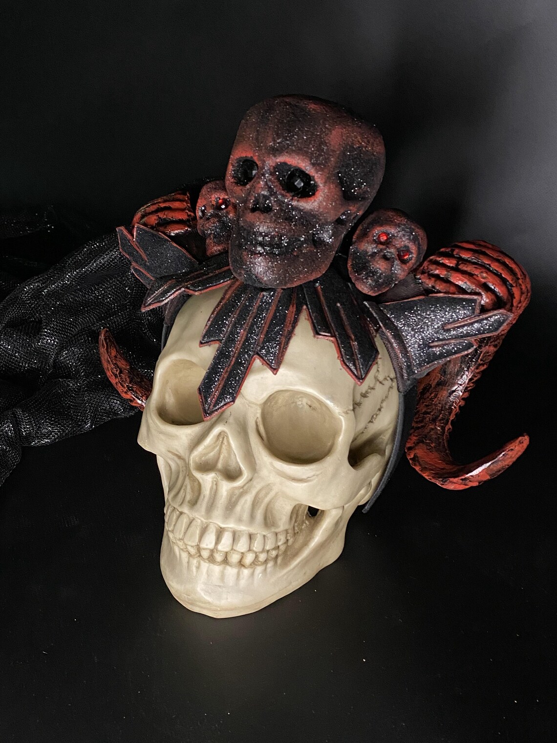 Devil Horns Headpiece Satyr Costume Demon Horns With Skull - Etsy