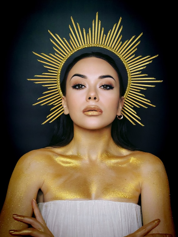 Goddess Crown Gold Halo Crown Halo Headpiece Festival - Etsy