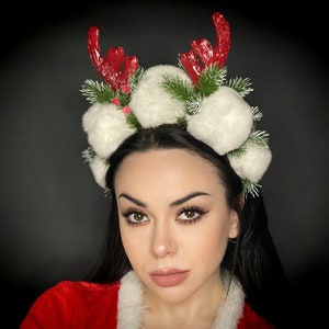 Rudolph's Reindeer Headband, Reindeer Christmas Antlers Headband, Snow ...