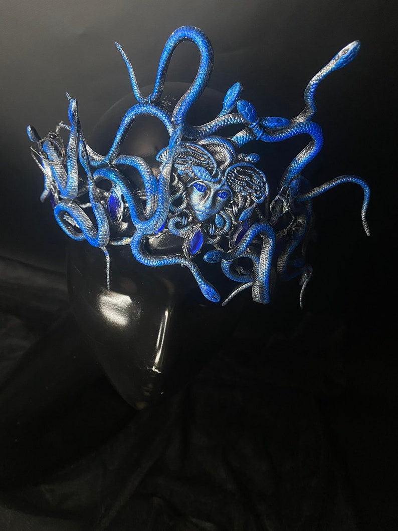 Medusa Gorgon Tiara Medusa Headdress Blue Tiara With Snakes - Etsy