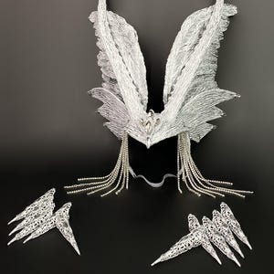 Silver Valkyrie Crown, Silver Angel Wings Headwear, Vampire Queen Crown ...