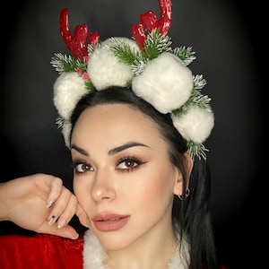 Rudolph's Reindeer Headband, Reindeer Christmas Antlers Headband, Snow ...