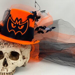 Black and Orange Mini Hat Halloween Mini Top Hat Top Hat - Etsy