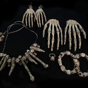 Voodoo Jewelry Set, Bone and Skeleton Necklace, Voodoo Priestess ...