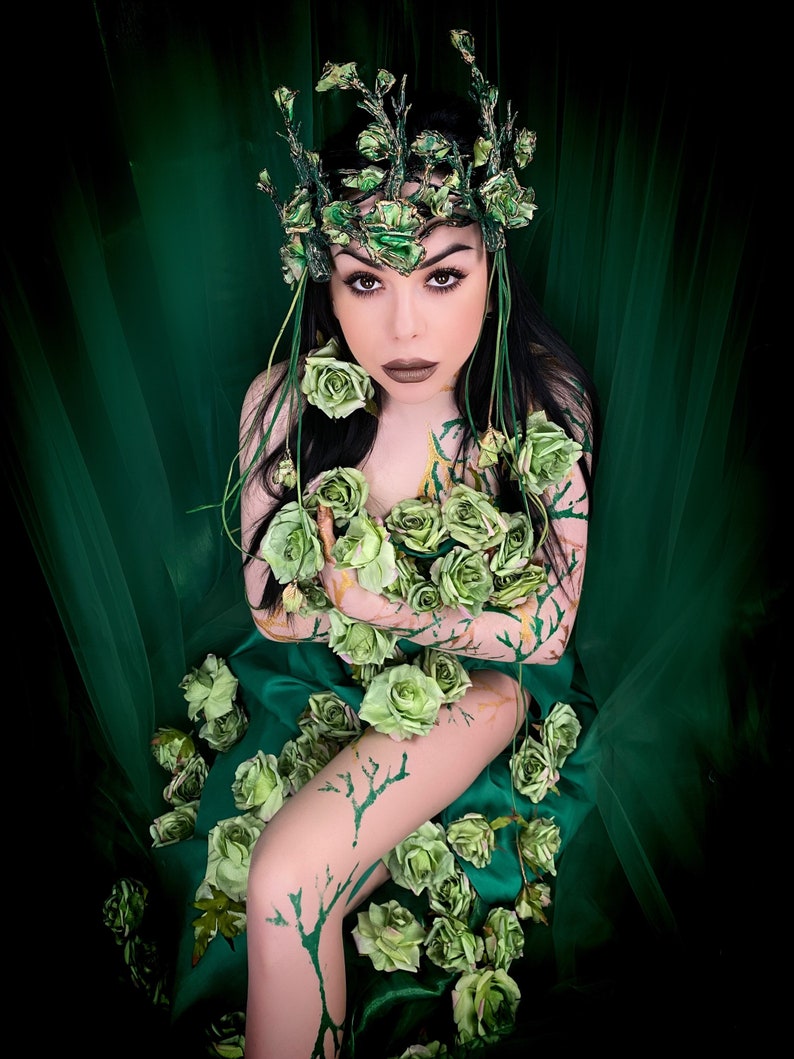 Burning Man, Nymph Flower Tiara: Green Fairy Branch Crown - Midsummer ...