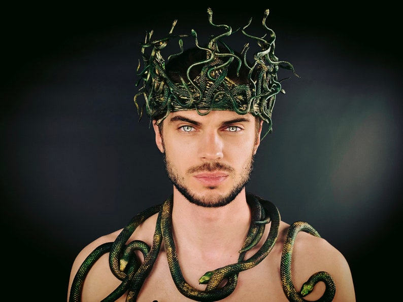 Burning Man, Medusa Gorgon Crown, Snake King Headpiece, Gothic Bronze ...