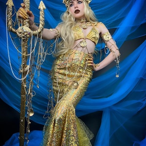 Gold Queen Atlan's, Sea Goddess, Mermaid Queen Outfit Costume, Lady ...