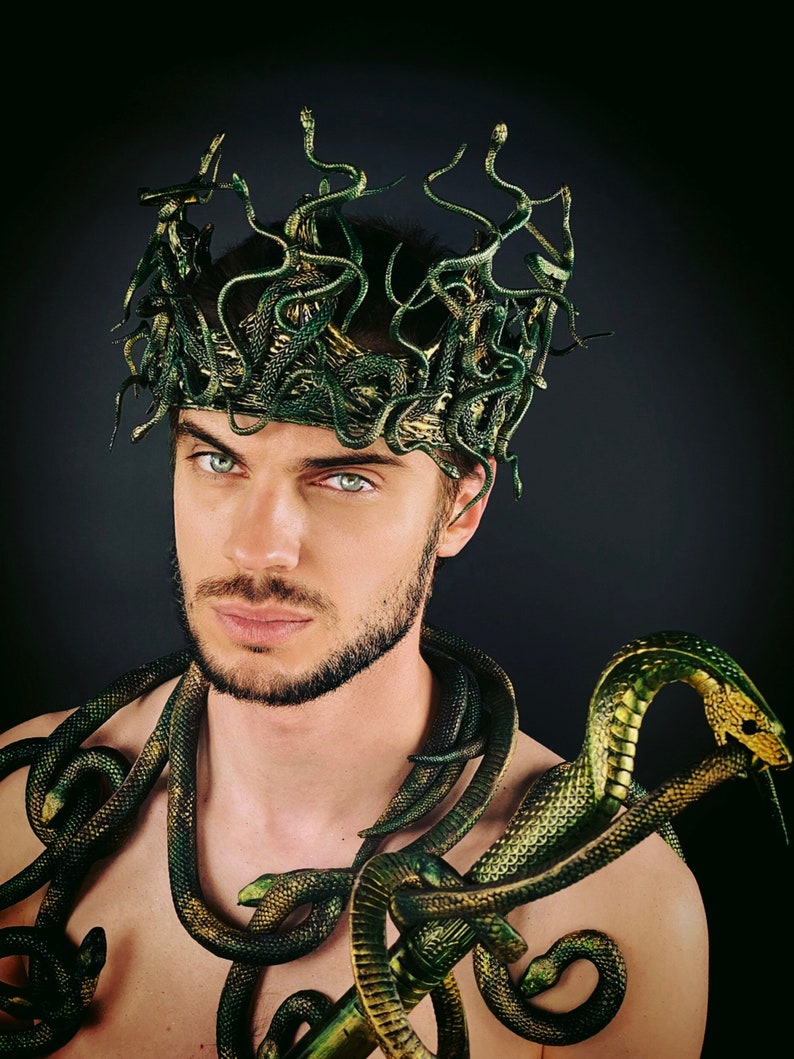Burning Man, Medusa Gorgon Crown, Snake King Headpiece, Gothic Bronze ...