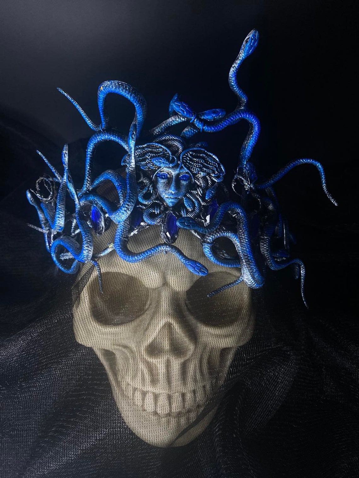 Medusa Gorgon Tiara Medusa Headdress Blue Tiara With Snakes - Etsy
