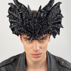 Dragon King Crown, Black Dragon Crown, Dragon Male Headpiece, Demon ...