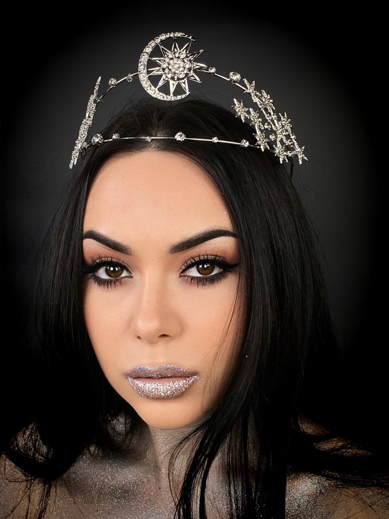 Galaxy Tiara Moon Headband Silver Star Tiara Celestial - Etsy