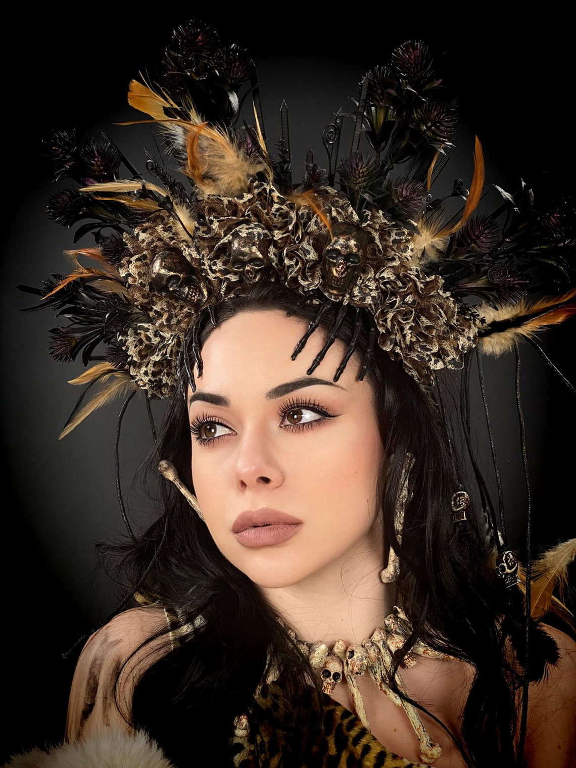 Voodoo Headpiece Black Mamba Crown Dark Shaman Skull - Etsy