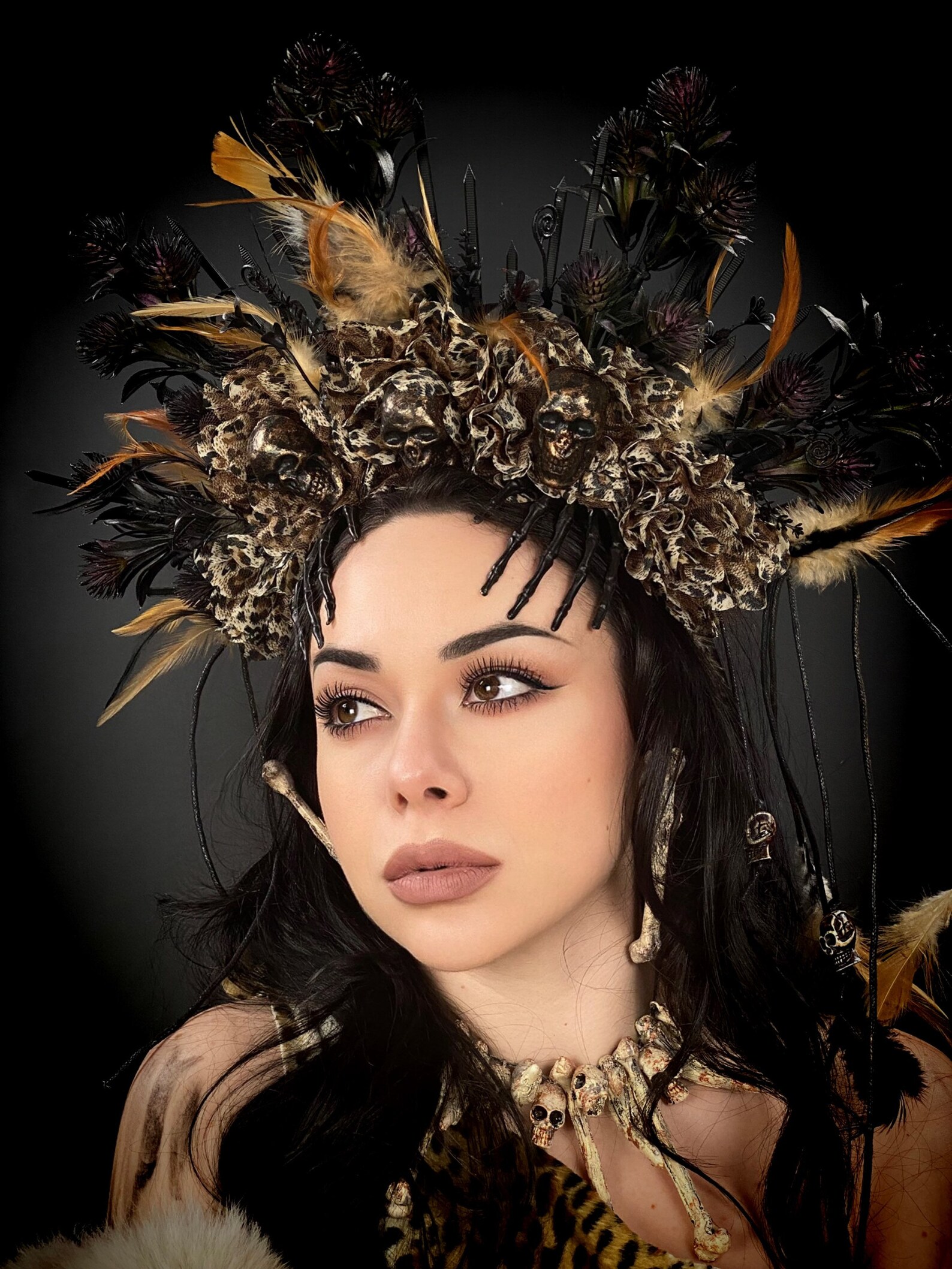 Voodoo Headpiece Black Mamba Crown Dark Shaman Skull - Etsy