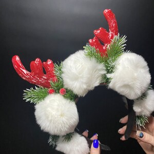 Rudolph's Reindeer Headband, Reindeer Christmas Antlers Headband, Snow ...