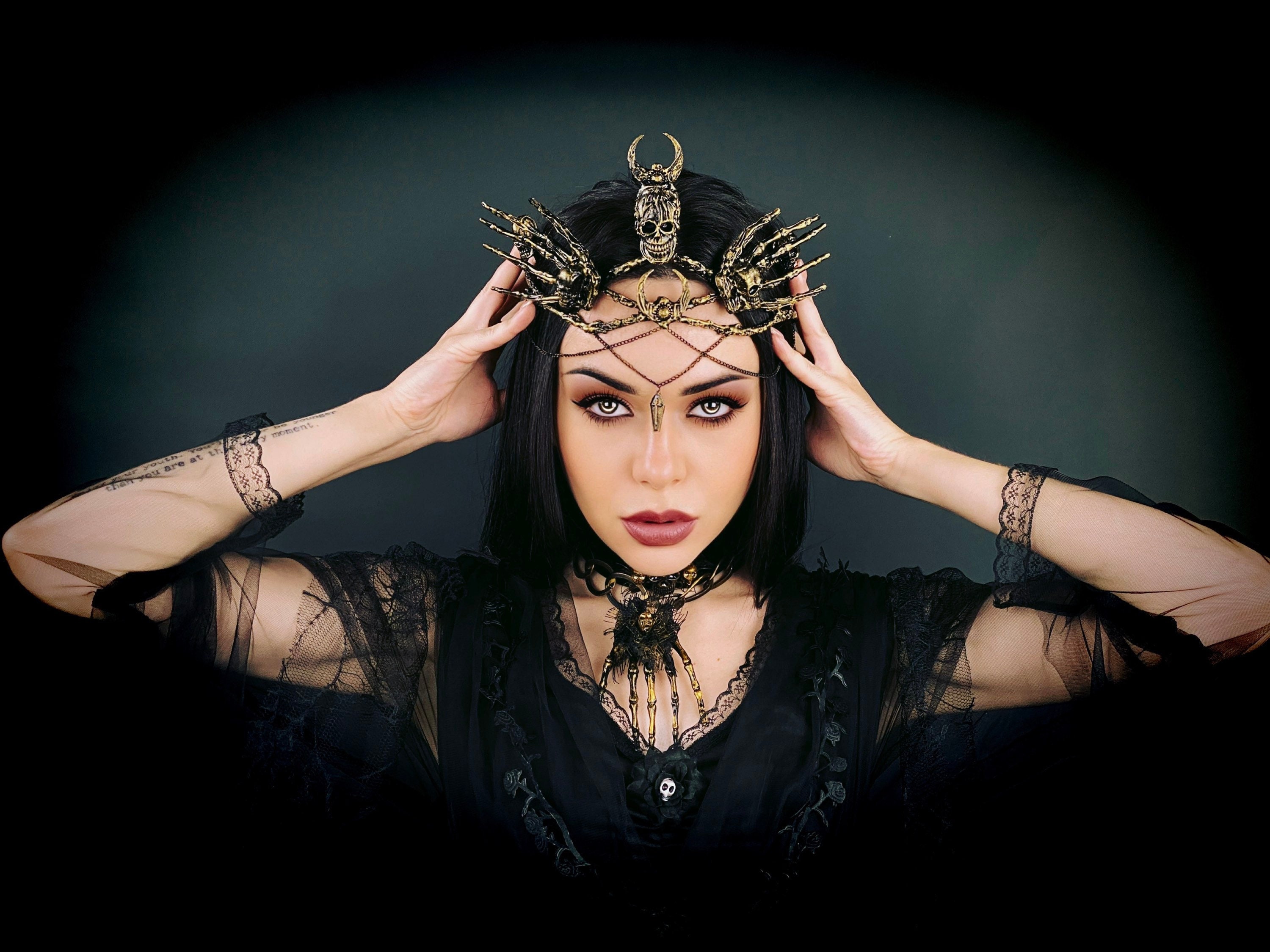 Death Skull Crown Dark Fairy Queen Witch Crown Voodoo - Etsy