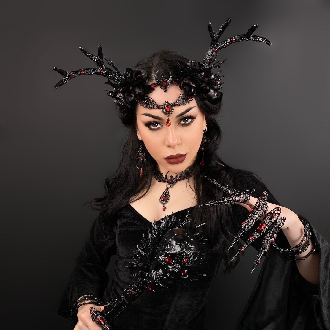 Gothic Horns Crown, Gothic Deer Queen, Evil Queen, Dark Fairy Crown ...