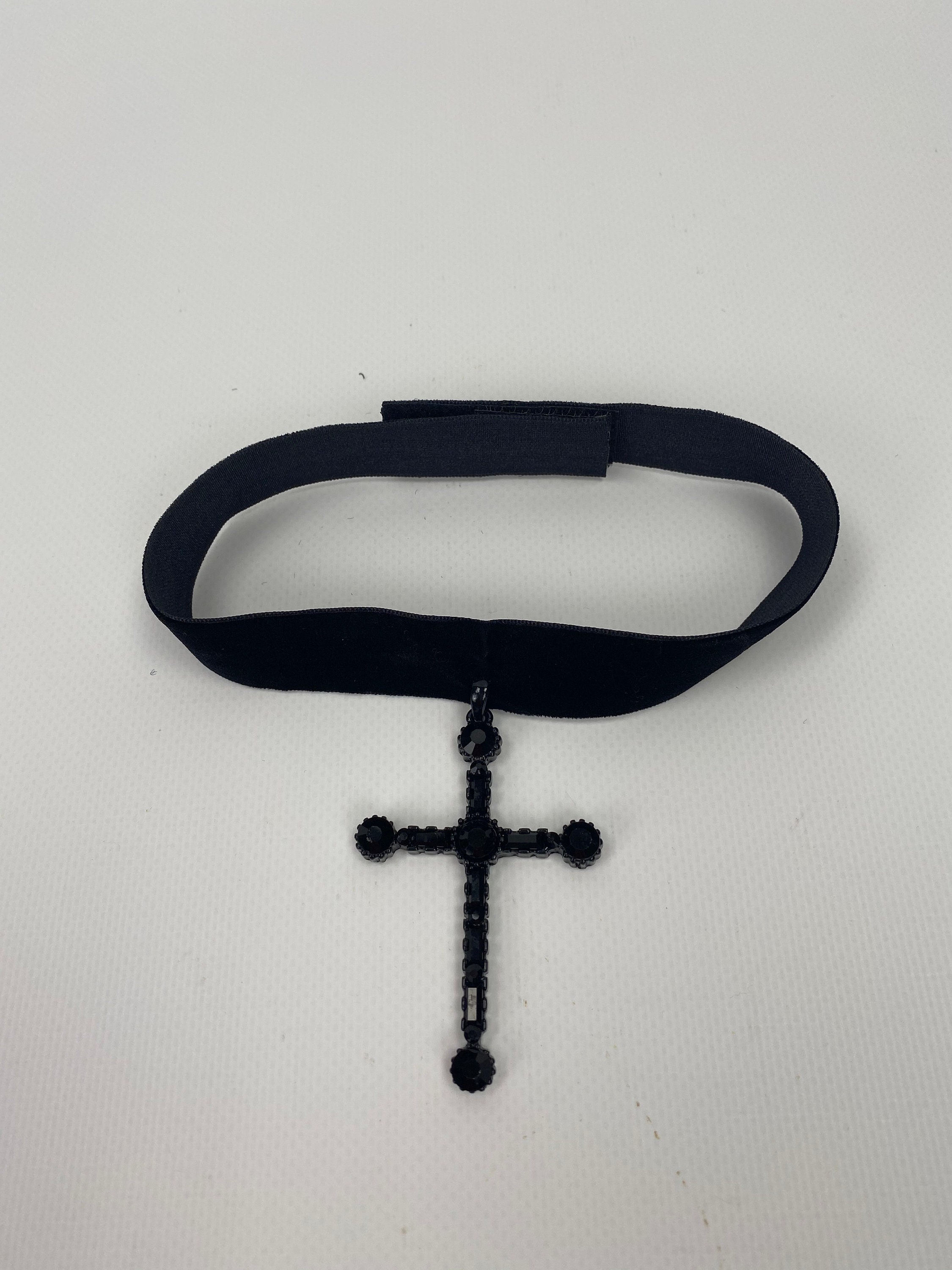 Black Cross Choker Black Velvet Medieval Choker Steampunk - Etsy