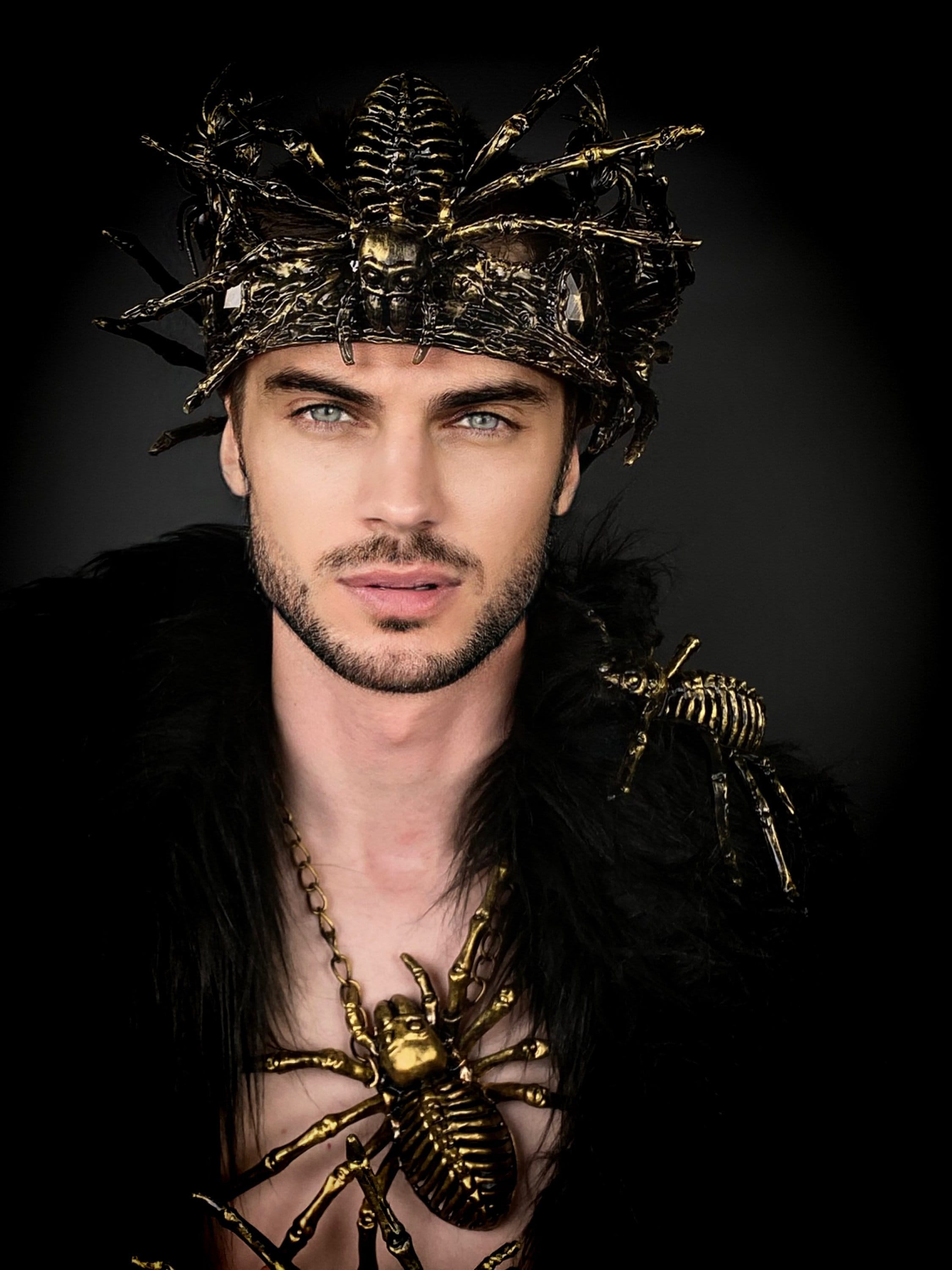 Spider King Crown Big Mens Gothic Crown Spider Crown With - Etsy