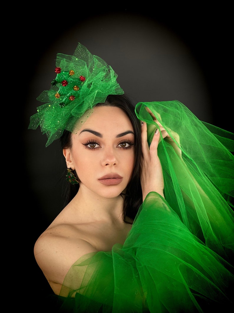 Christmas Tree Headband Holiday Party Headband Green Glitter - Etsy